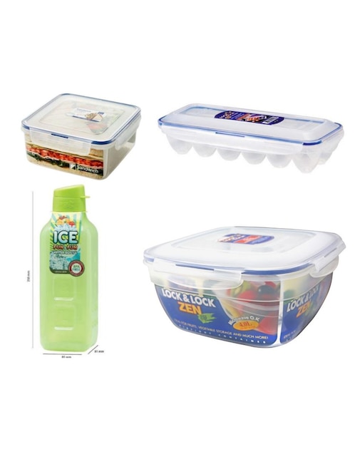 Set de Contenedores y Botella de agua Lock & Lock Herméticos 1