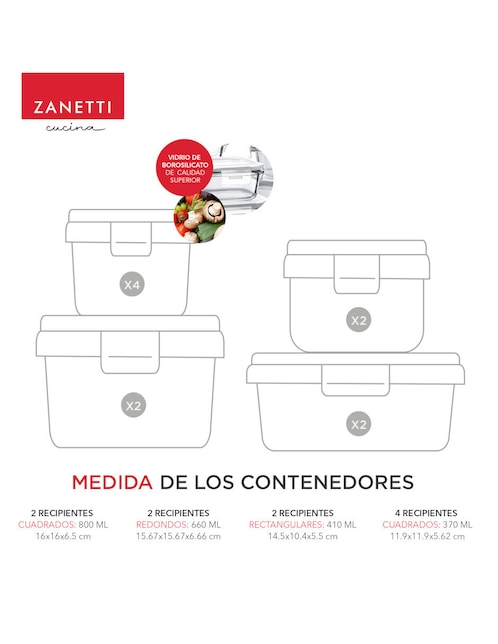 Set contenedores Zanetti de vidrio 22 piezas 2