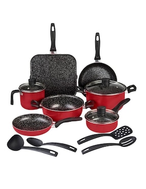 Batería de cocina Cinsa Experta de aluminio antiadherente roca 14 piezas